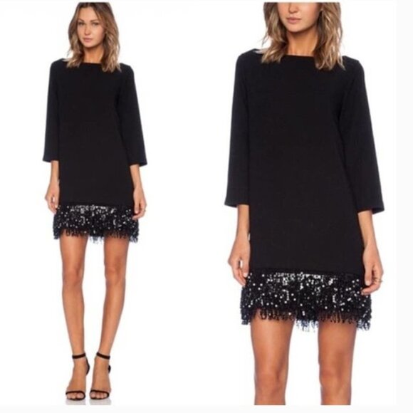 kate spade | Dresses | Kate Spade Black Sequin Fringe Cocktail Dress ...